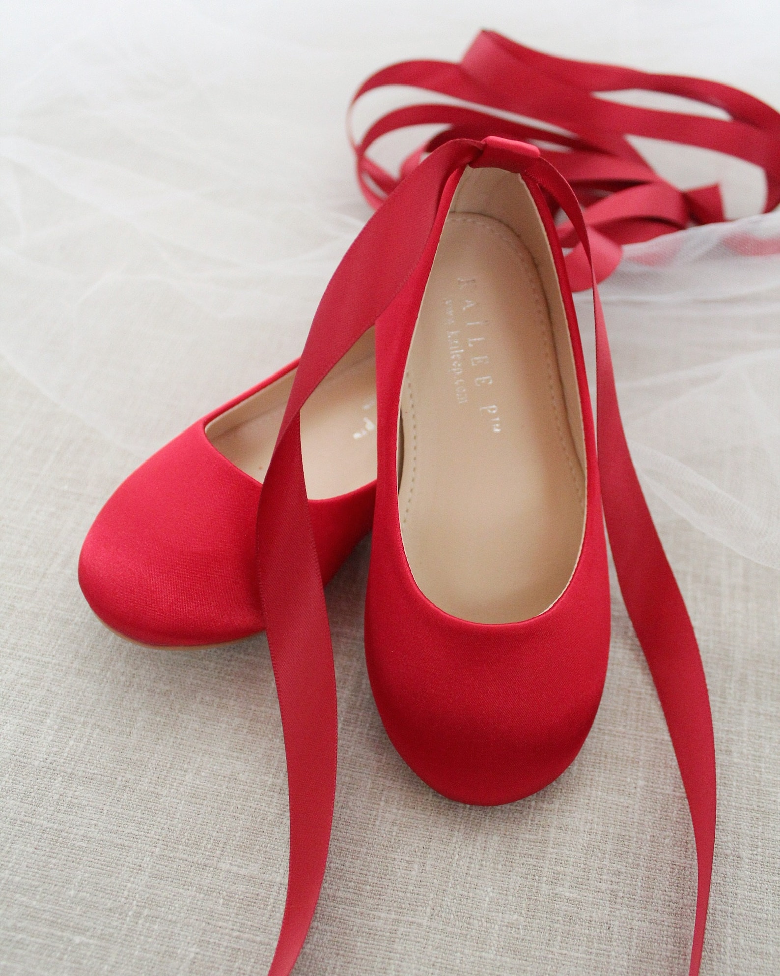Kids Shoes | Red Satin Ballerina Lace up Flats - Fall Flower Girls ...