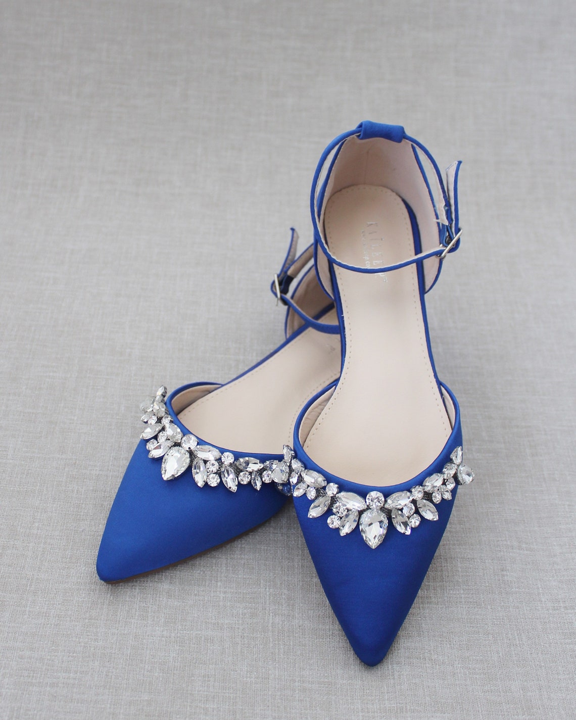 Royal Blue Pointy Toe Flats With Sparkly TEARDROP RHINESTONES - Etsy