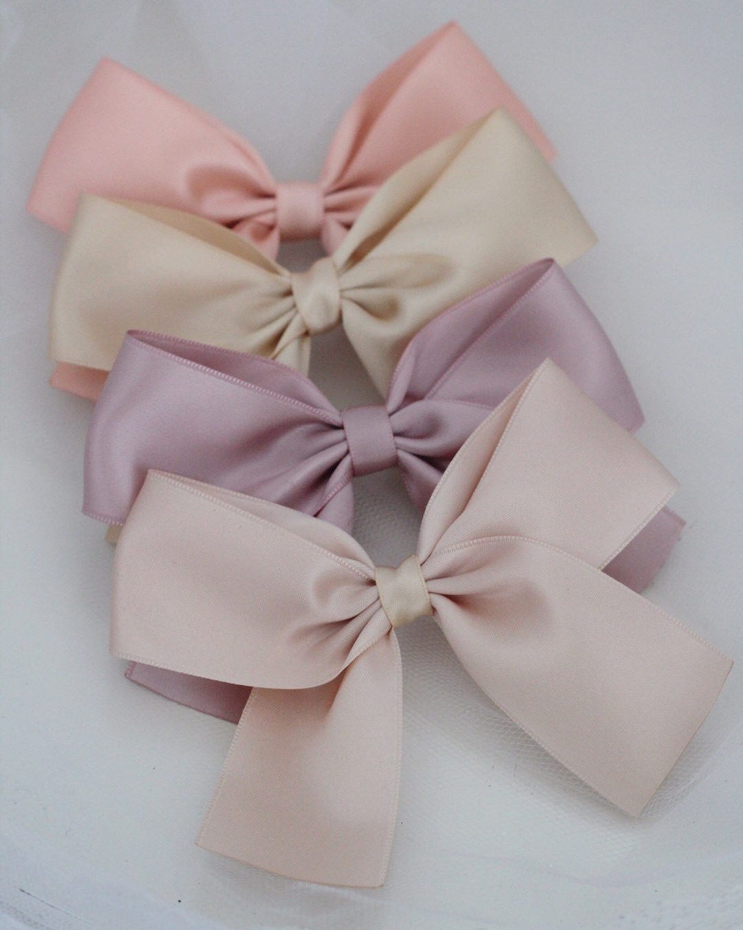 SATIN HAIR BOWS - Gold Hair Clips, Mauve Hair Bows, Rose Gold Hair Bows ...