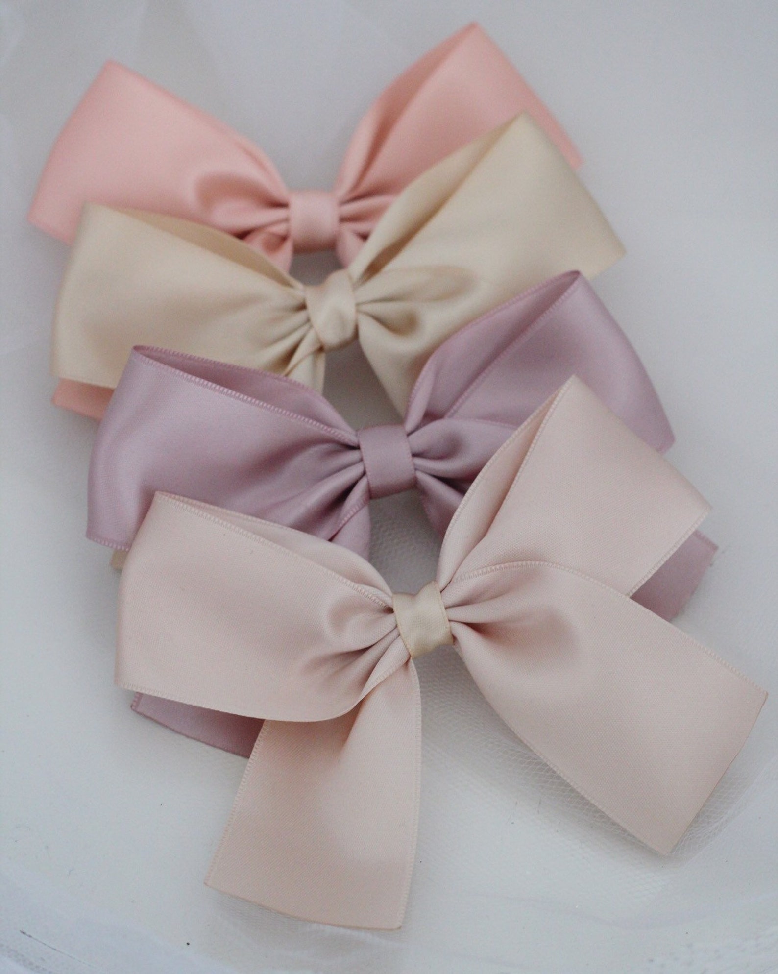 SATIN HAIR BOWS Gold Hair Clips Mauve Hair Bows Rose Gold - Etsy