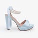 Light Blue Satin Platform Block Heel Wedding Sandals With Double Pearls ...