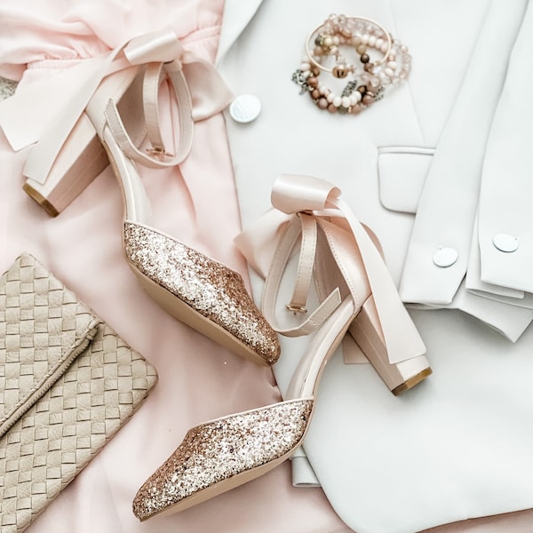 Rose Gold Block Heel - Etsy