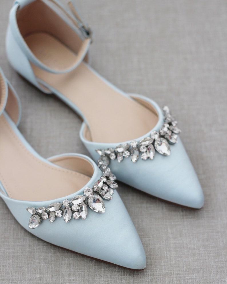 Light Blue Pointy Toe Flats With Sparkly TEARDROP RHINESTONES | Etsy