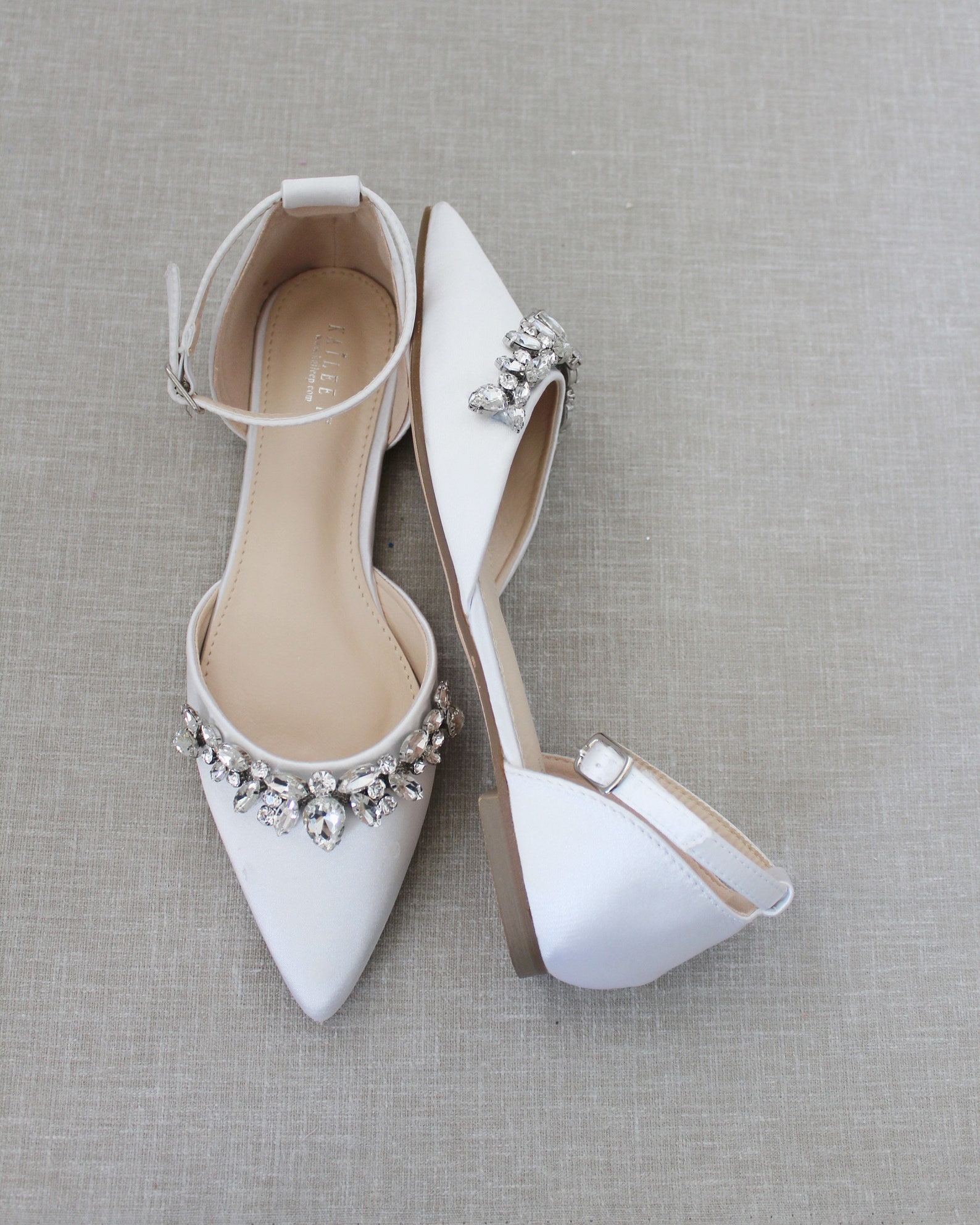 White Pointy Toe Flats With Sparkly TEARDROP RHINESTONES - Etsy