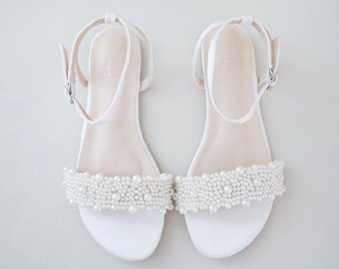 Wedding Sandals/ Bridal Shoes/ Pearl Sandals/ Handmade Sandals/ Ivory ...