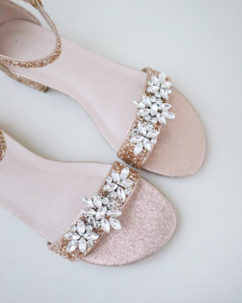 Rock Glitter Low Block Heel Wedding Sandals With Asteria - Etsy