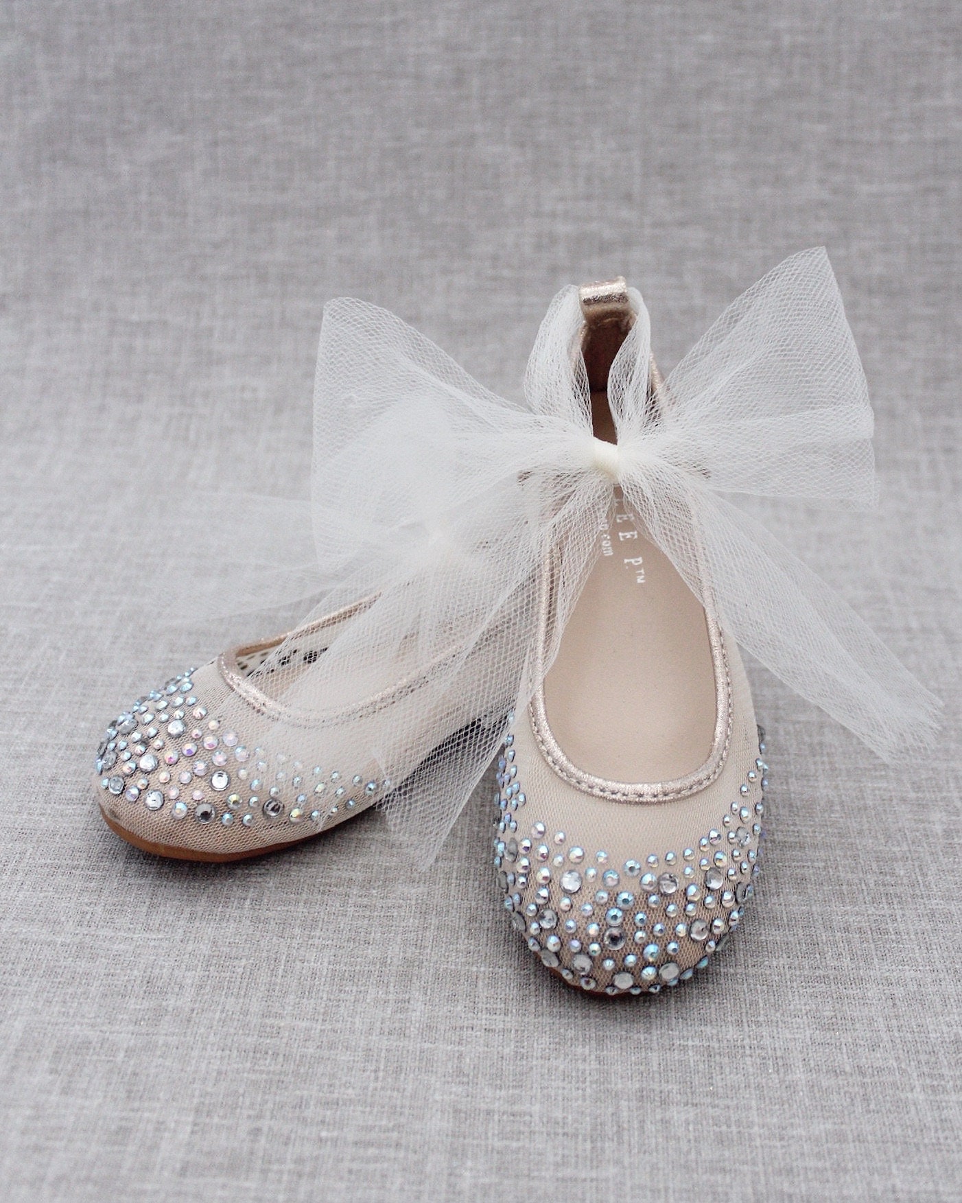 Girls Gold Shoes Mesh With Rhinestone Ballet Flats With | Etsy