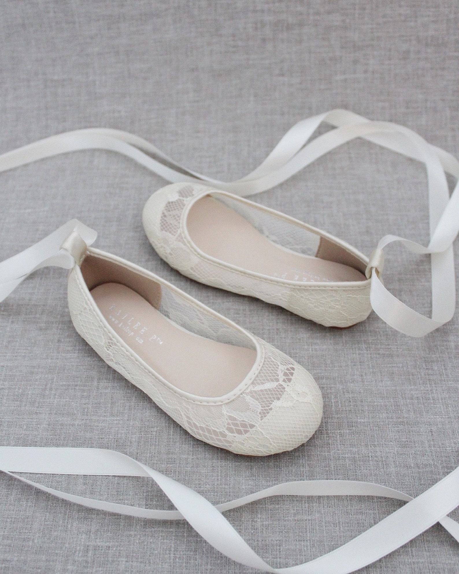 Girls IVORY Lace Ballerina Flats With Ballerina Lace up - Etsy