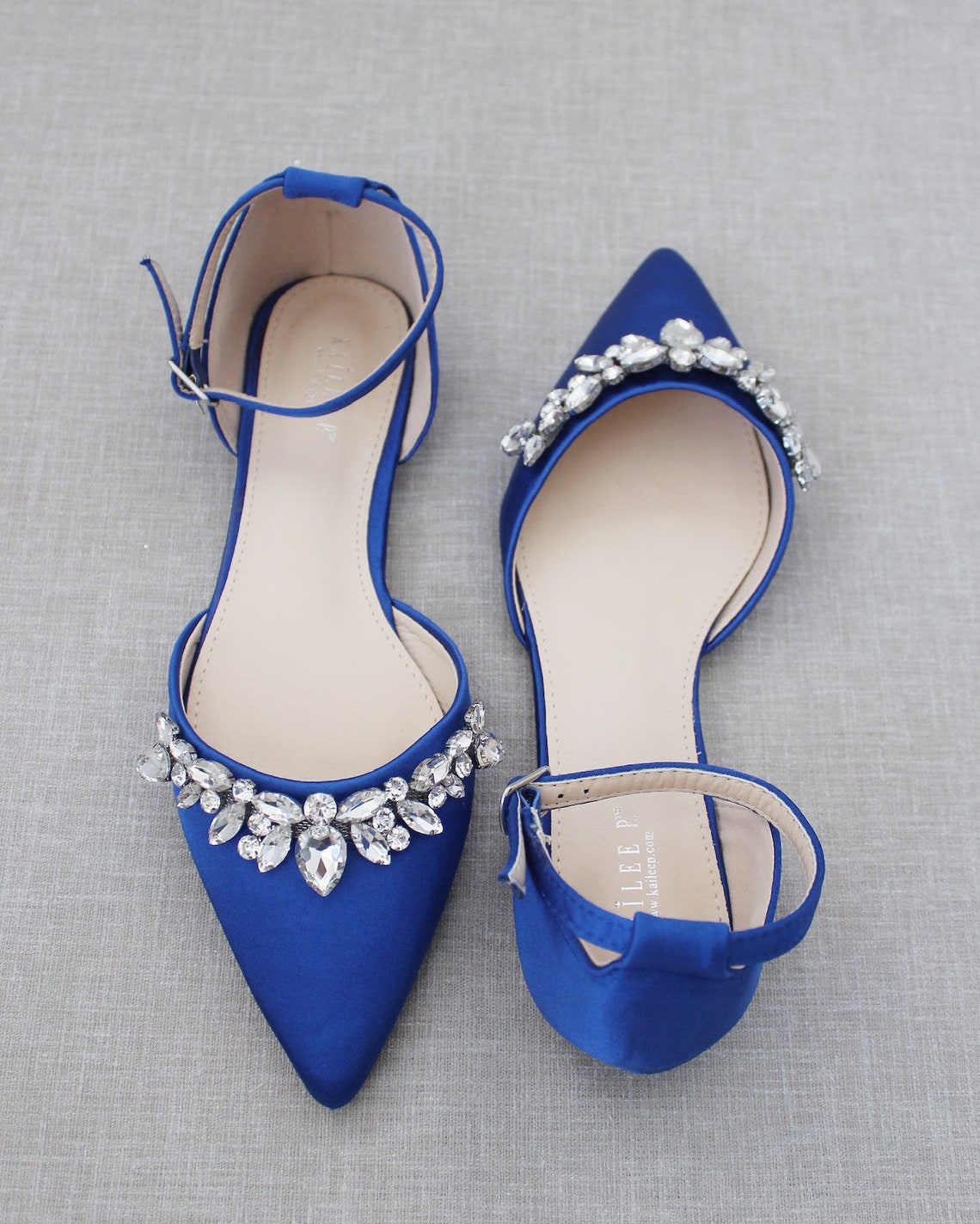 Royal Blue Pointy Toe Flats With Sparkly TEARDROP RHINESTONES - Etsy