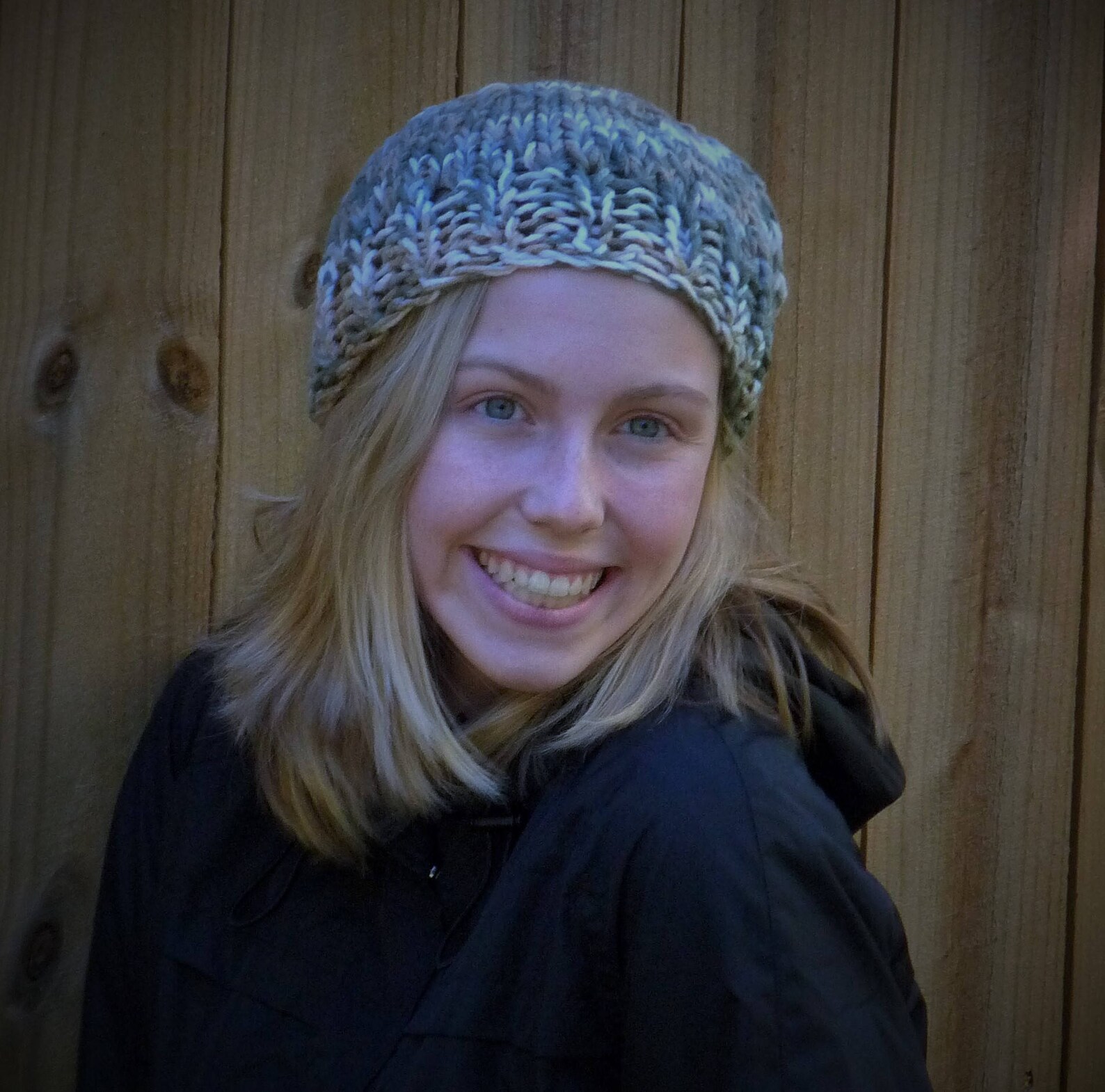 Beautiful Green and Cream Knit Cap - Etsy