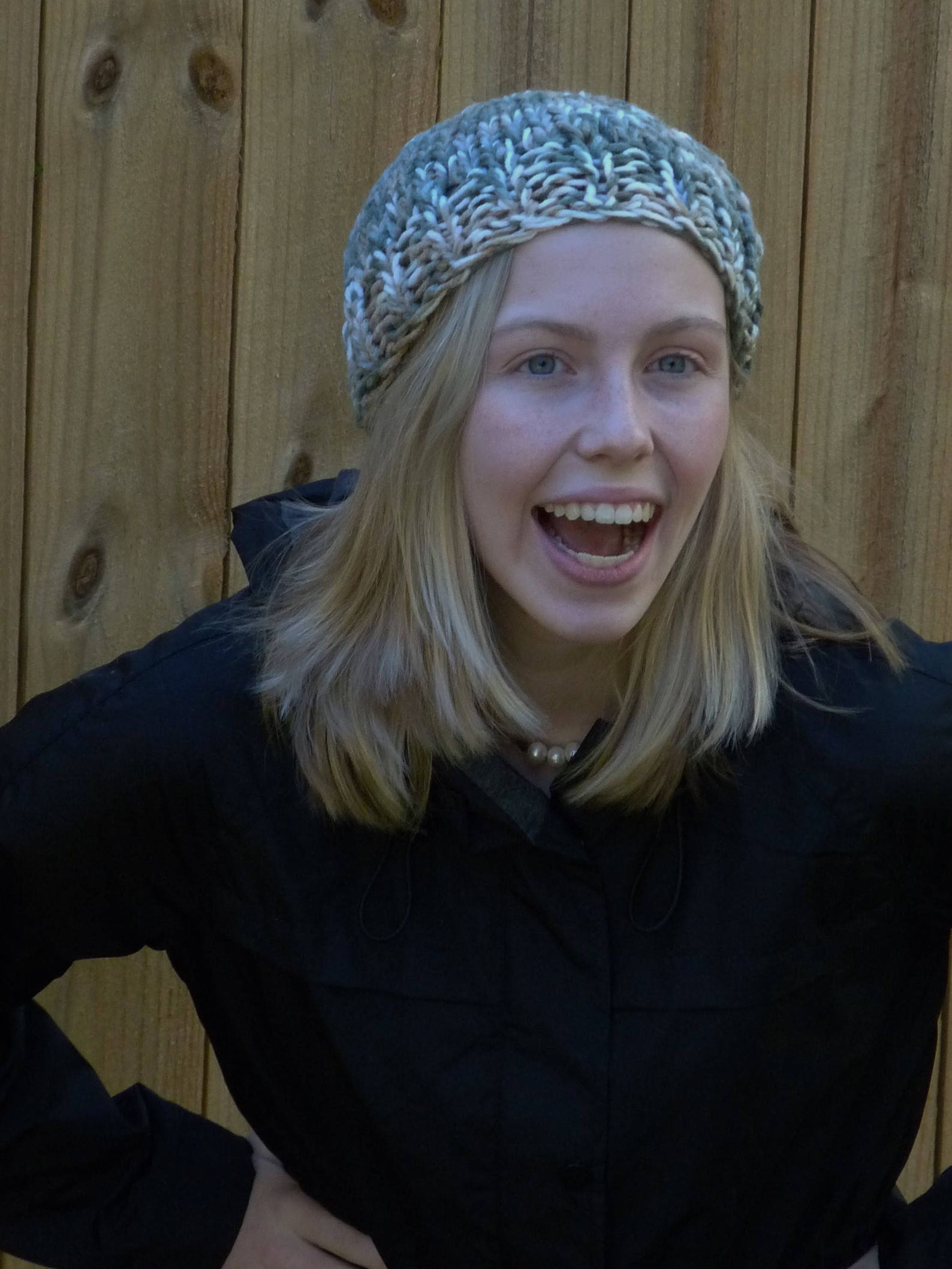 Beautiful Green and Cream Knit Cap - Etsy