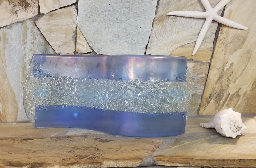 Fused Glass Wave Wall Sculpture, Cobalt Blue, and Light Blue - Etsy