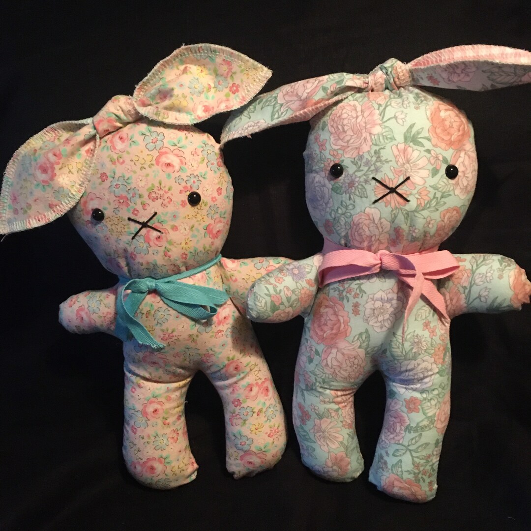 Pretty Floral Fabric Huggable Bunny. Easter Bunny to Love. Stuffed ...