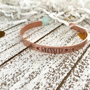 BLESSED Bracelet--blessed Jewelry--copper Bracelet--christian Jewelry--blessed Gift--quote ...