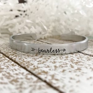 FEARLESS Cuff Bracelet--motivational Gift--fearless Jewelry--strong ...
