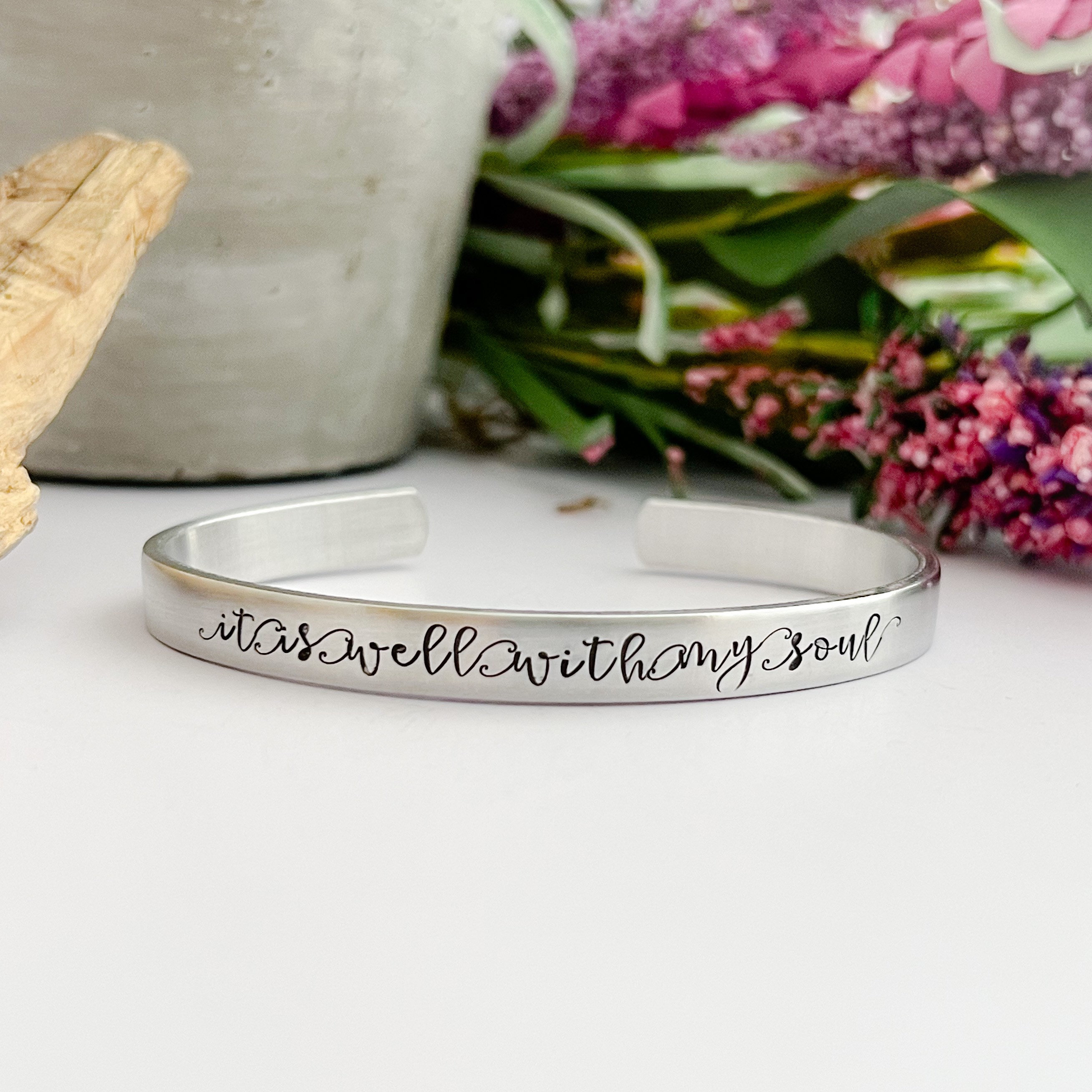IT IS WELL With My Soul.--hand Stamped Silver Mantra Cuff Bracelet ...