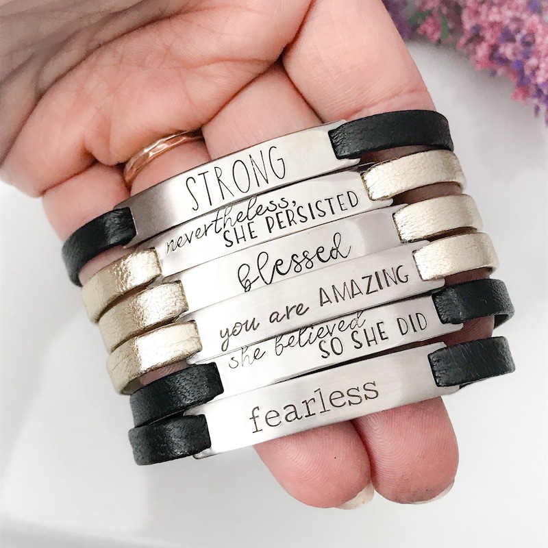 Mantra Leather Bracelet - Etsy