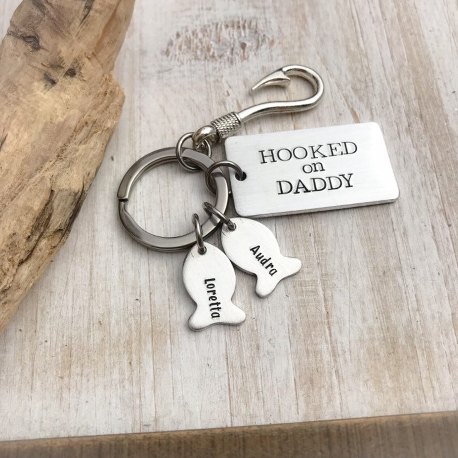 Daddy Keychainhooked on Daddy Keychainkids Name - Etsy