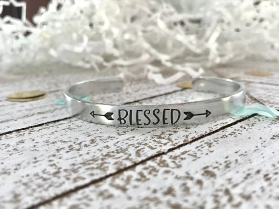 BLESSED braceletblessed cuffmotivational | Etsy