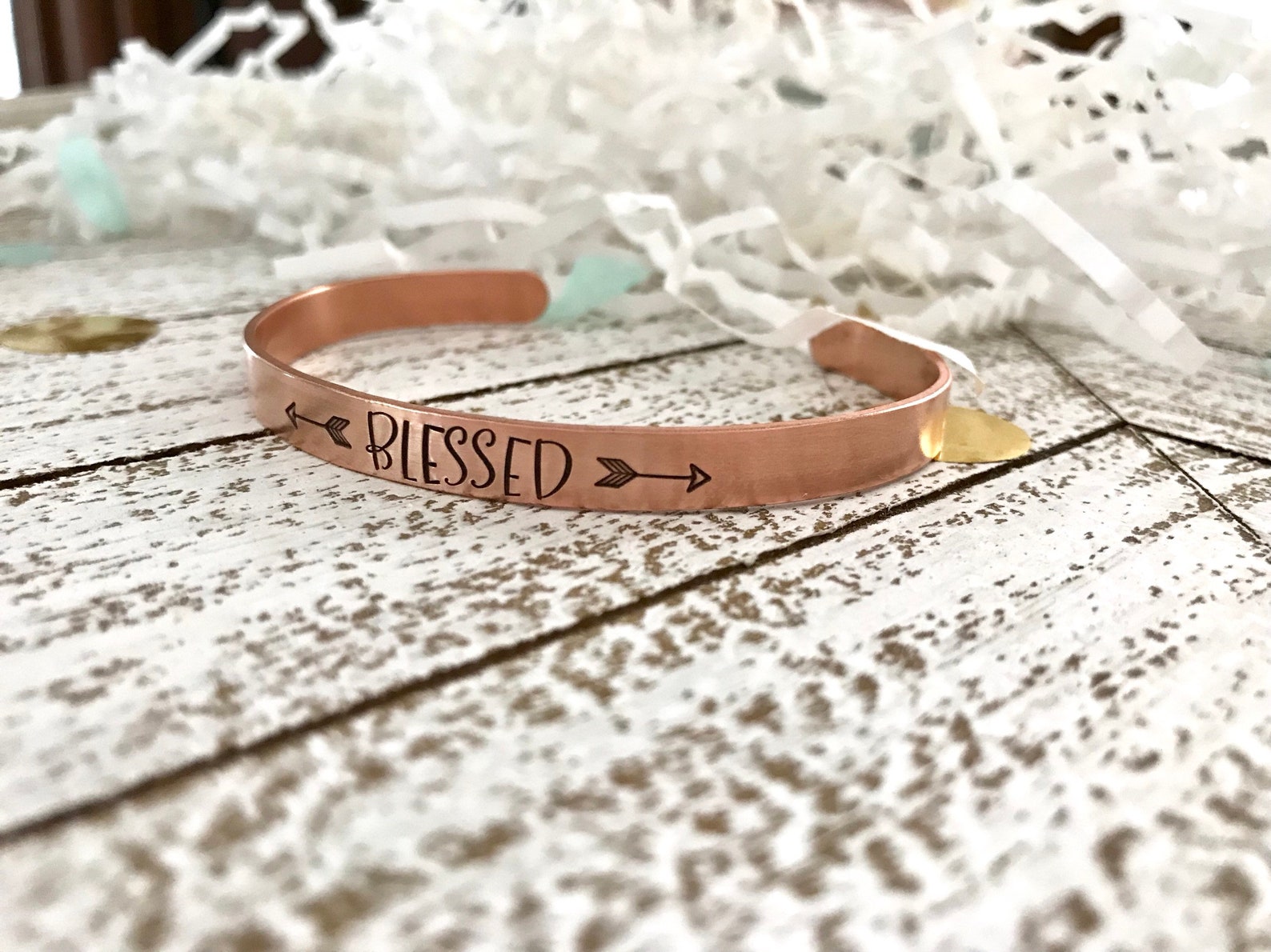 BLESSED braceletblessed jewelrycopper braceletchristian | Etsy