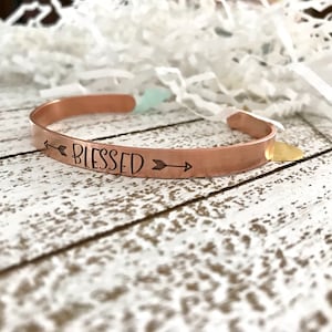 BLESSED Bracelet--blessed Jewelry--copper Bracelet--christian Jewelry--blessed Gift--quote ...