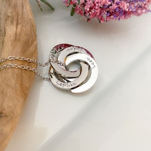 4 Ring Necklace--mothers Name Necklace--interlocking Ring Necklace - Etsy