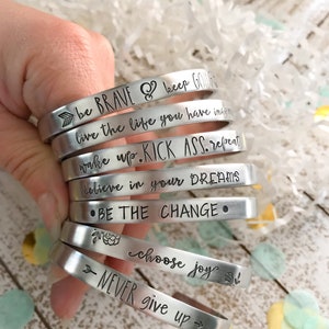 Word Bracelet--intention Bracelet--word of the Year Cuff Bracelet--word ...