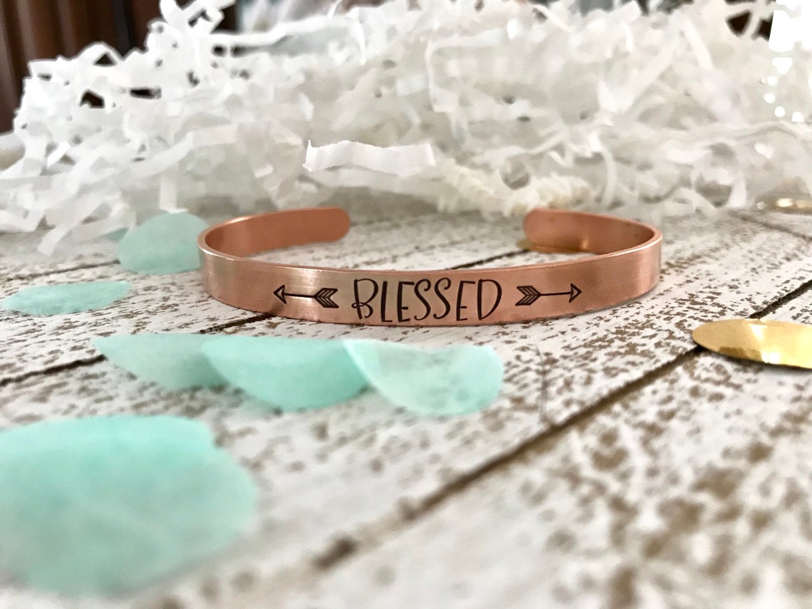 BLESSED Bracelet--blessed Jewelry--copper Bracelet--christian Jewelry ...