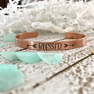 BLESSED Bracelet--blessed Jewelry--copper Bracelet--christian Jewelry--blessed Gift--quote ...