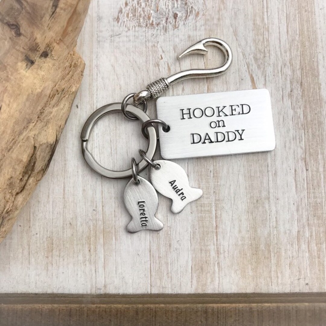 Daddy Keychain--hooked on Daddy Keychain--kids Name Keychain--christmas ...