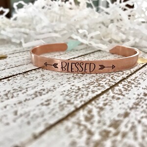 BLESSED Bracelet--blessed Jewelry--copper Bracelet--christian Jewelry--blessed Gift--quote ...