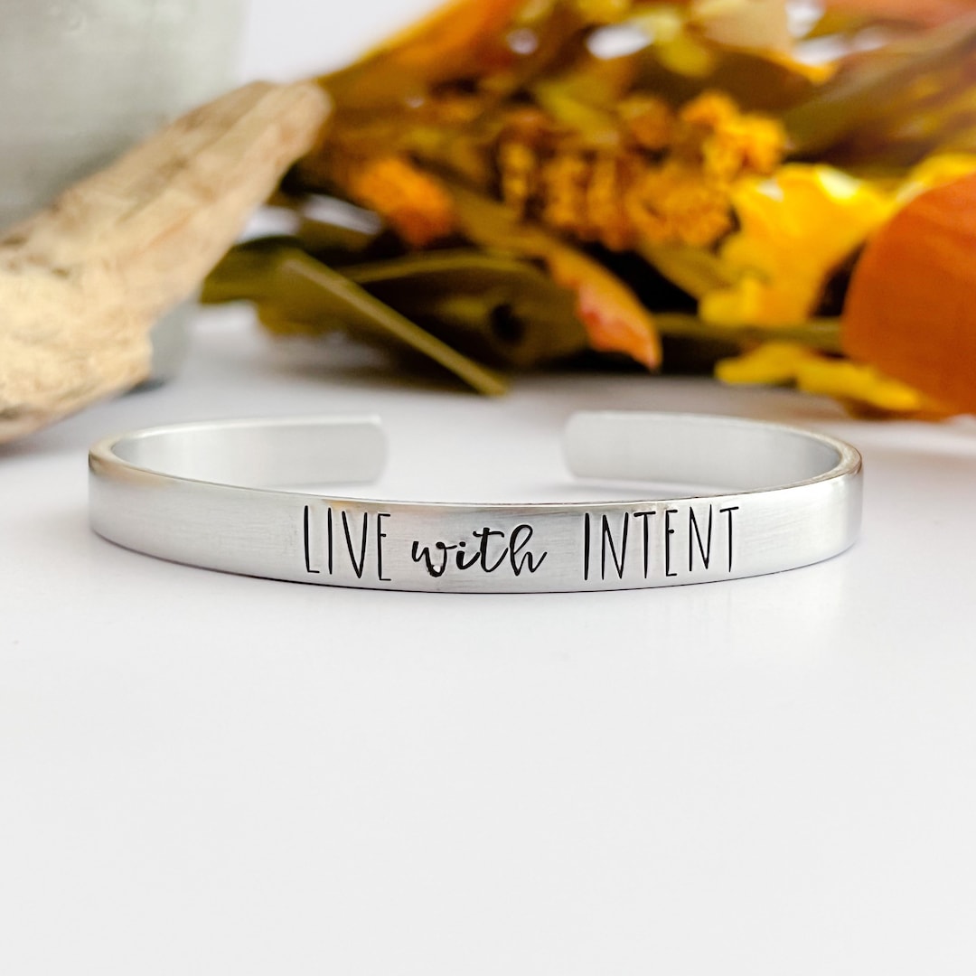 Live With Intent Bracelet--intention Bracelet--yoga Bracelet--hand ...