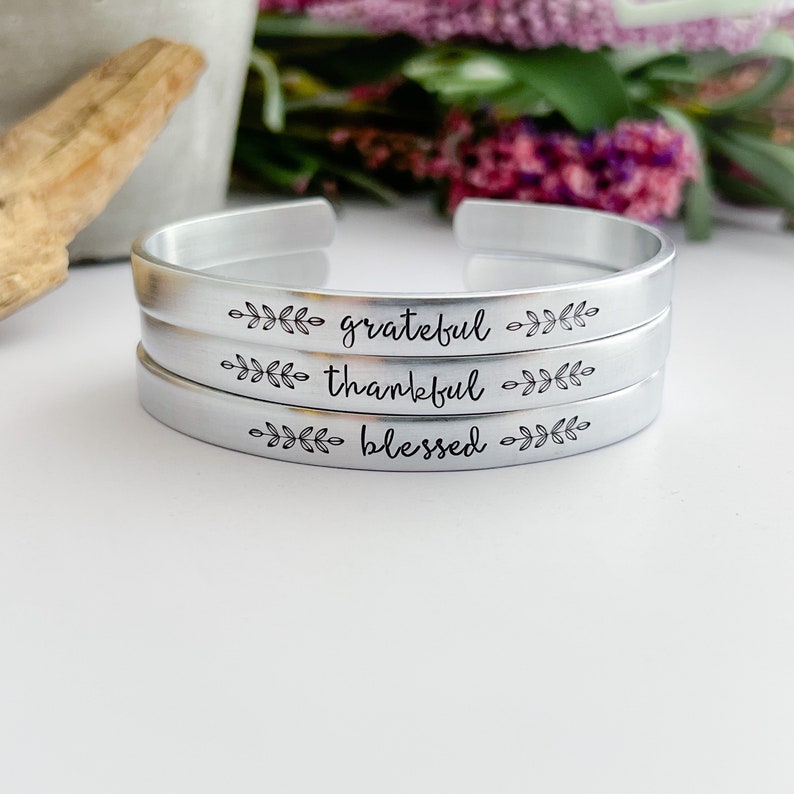 Grateful, Thankful, Blessed Bracelet Set--thanksgiving Jewelry--autumn ...