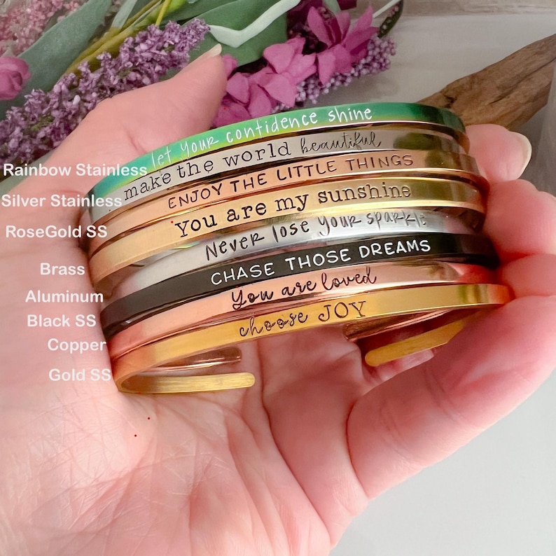 Customized Inspirational Mantra Cuff Bracelet--personalized--choose ...