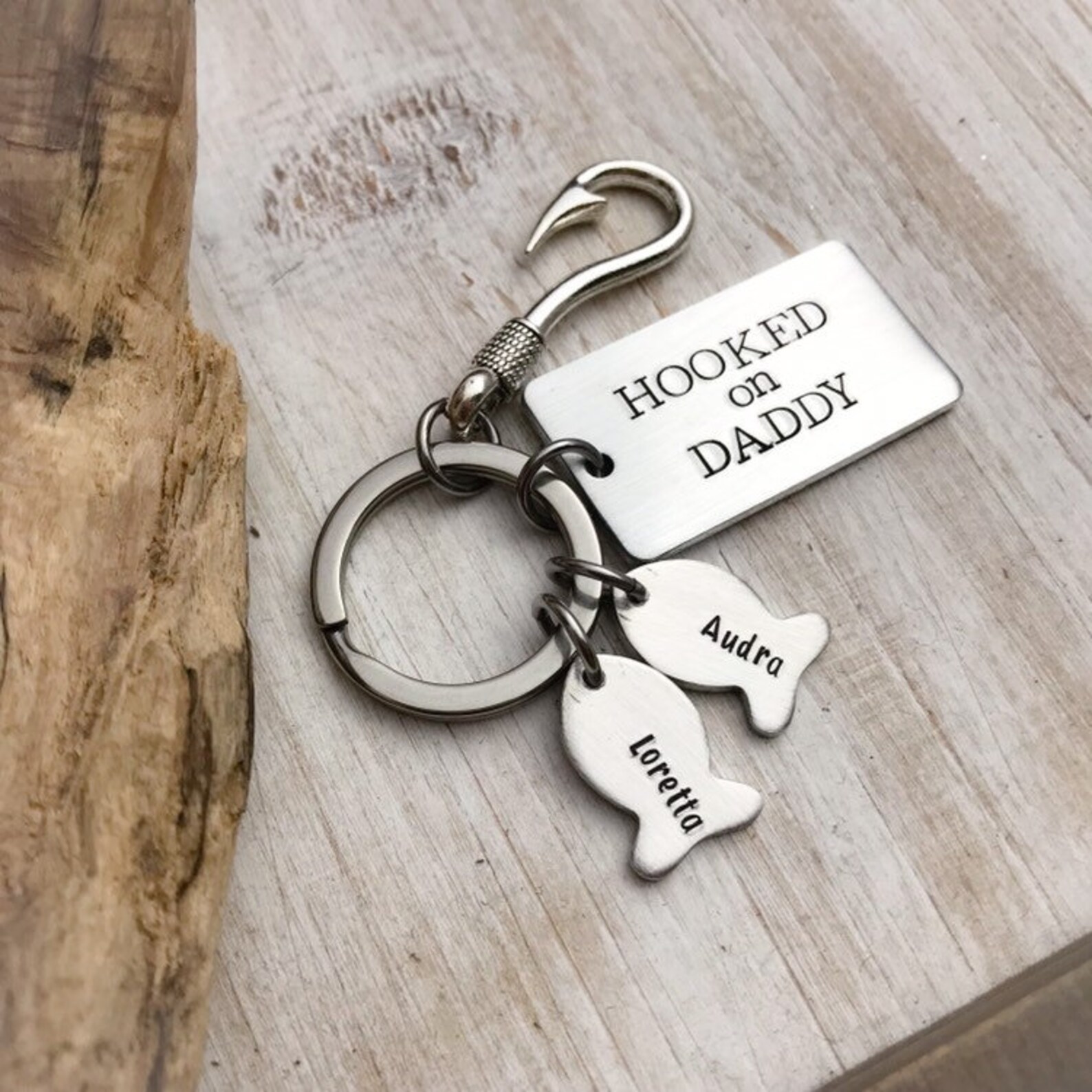 Daddy Keychainhooked on Daddy Keychainkids Name - Etsy