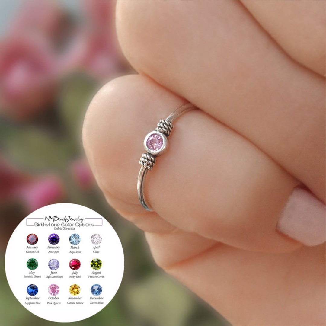 Personalized Children Ring, Birthstone Ring, Sterling Silver Ring ...