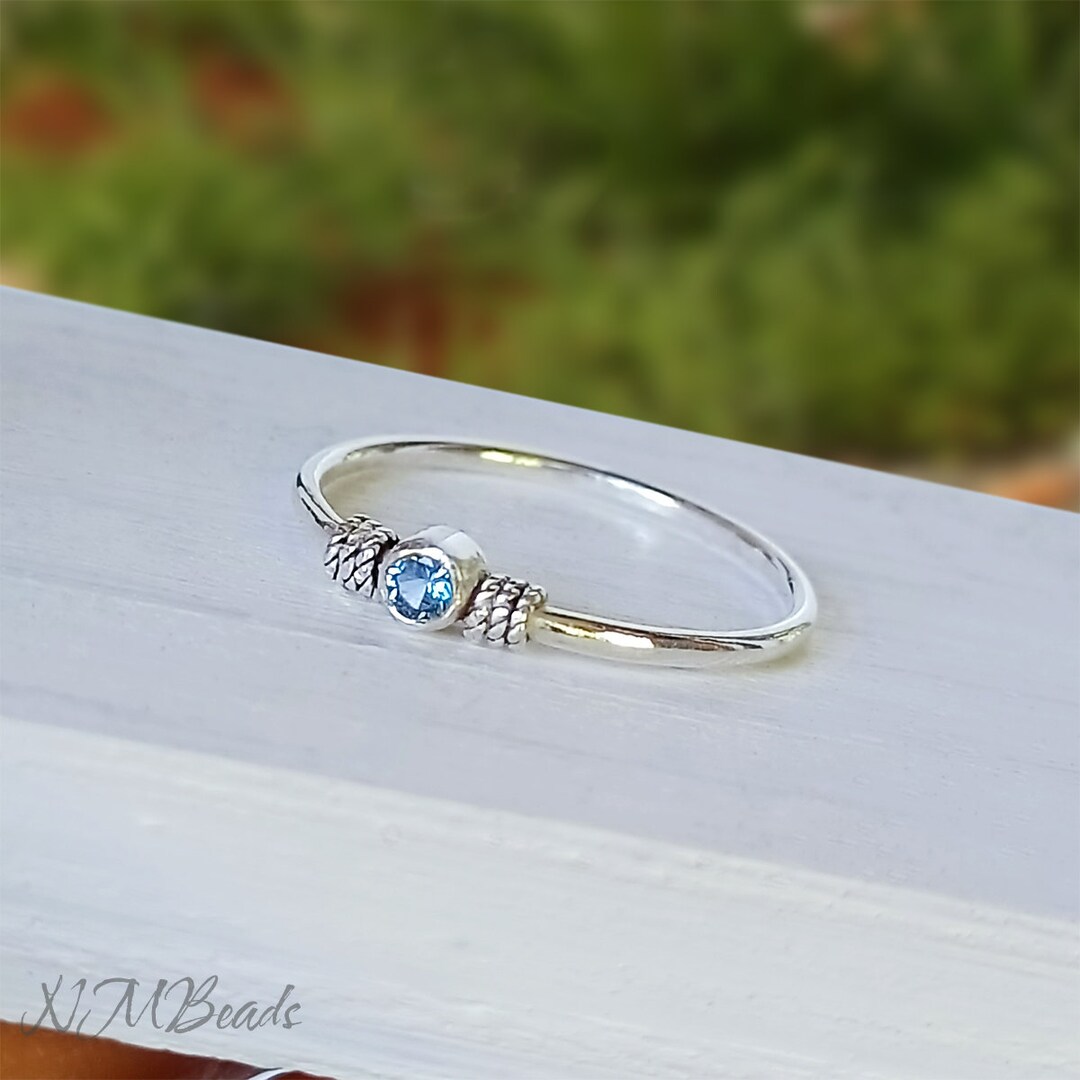 Girls December Birthstone Ring, Sterling Silver Blue Zircon Ring ...