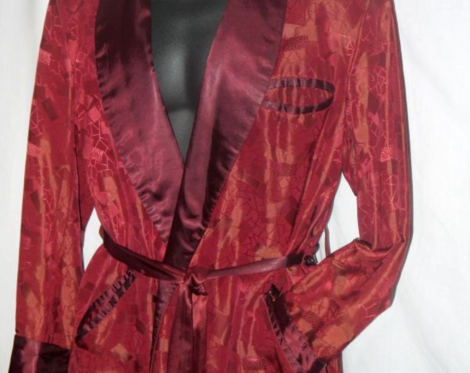 Vintage 30s 40s Smoking Jacket Robe / Mens 1940s Lounging Robe / Art ...