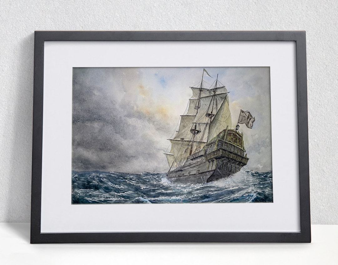 Walrus Ship Painting, Captain Flint's Pirate Ship, Black Sails Gift ...