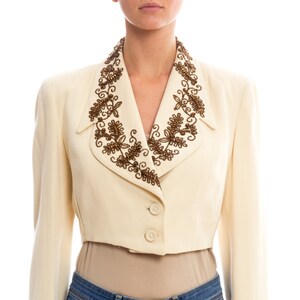 1940S Cream Wool Gabardine Copper Beaded Short Waisted Jacket - Etsy
