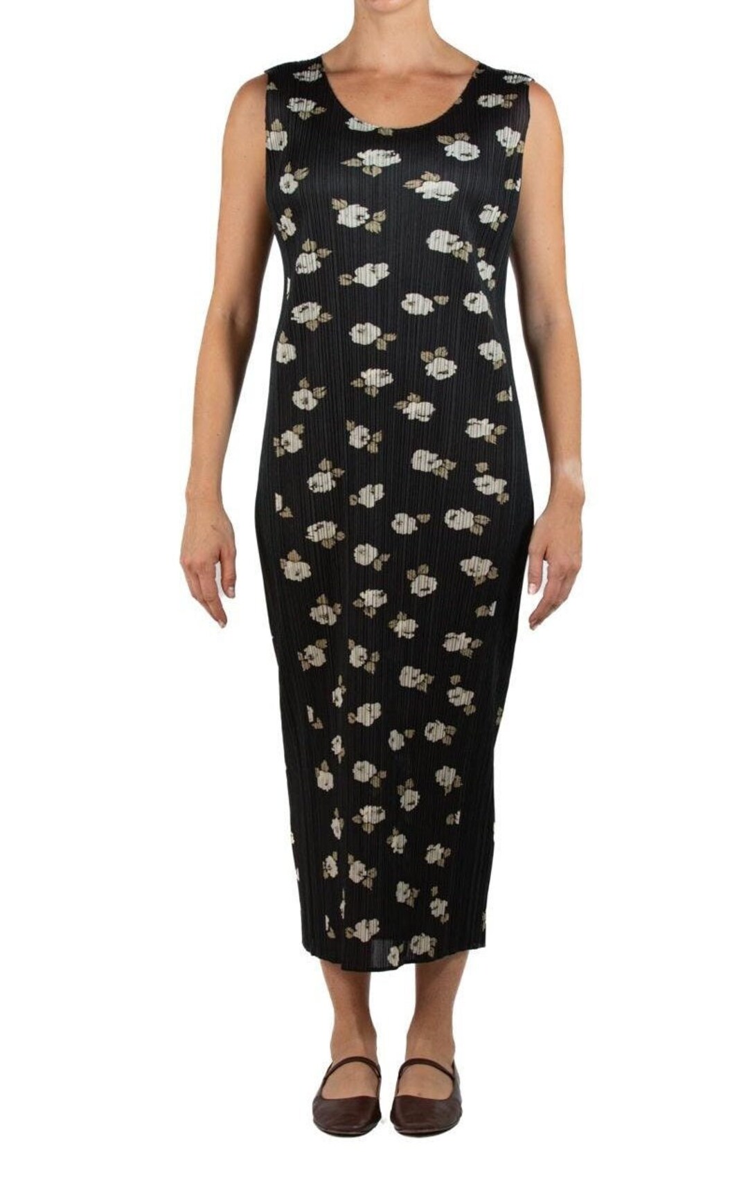 1990S Pleats Please Issey Miyake Black Floral Polyester Long Dress - Etsy