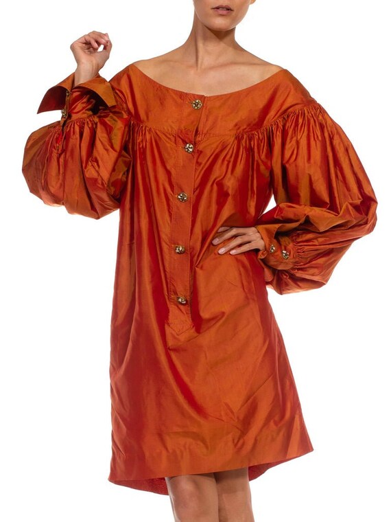 1980S Norbury And Osuna Orange Iridescent Silk Taffet… - Gem