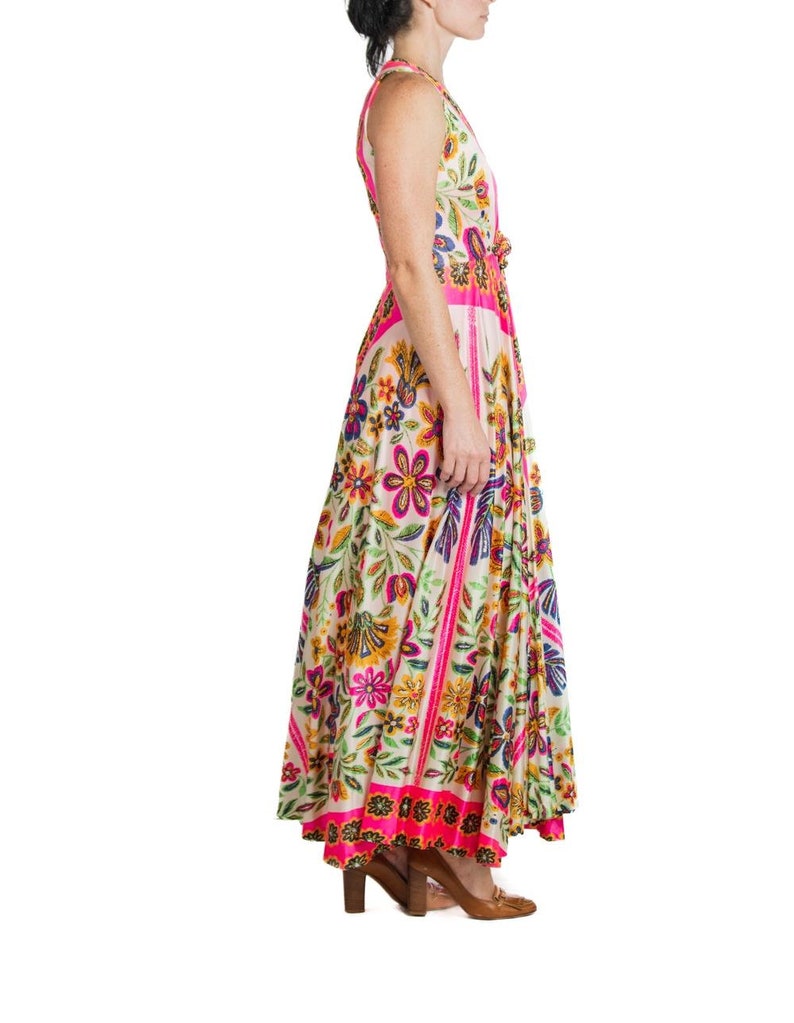 1970S White & Neon Pink Polyester Psychedelic Print Dress - Etsy