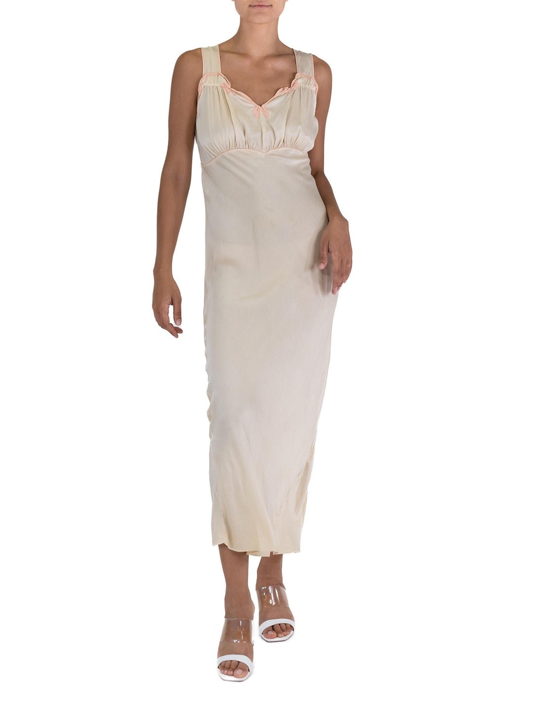 1930S Cream Bias Cut Silk Negligee With Blusk Pink Trim Detailing - Etsy