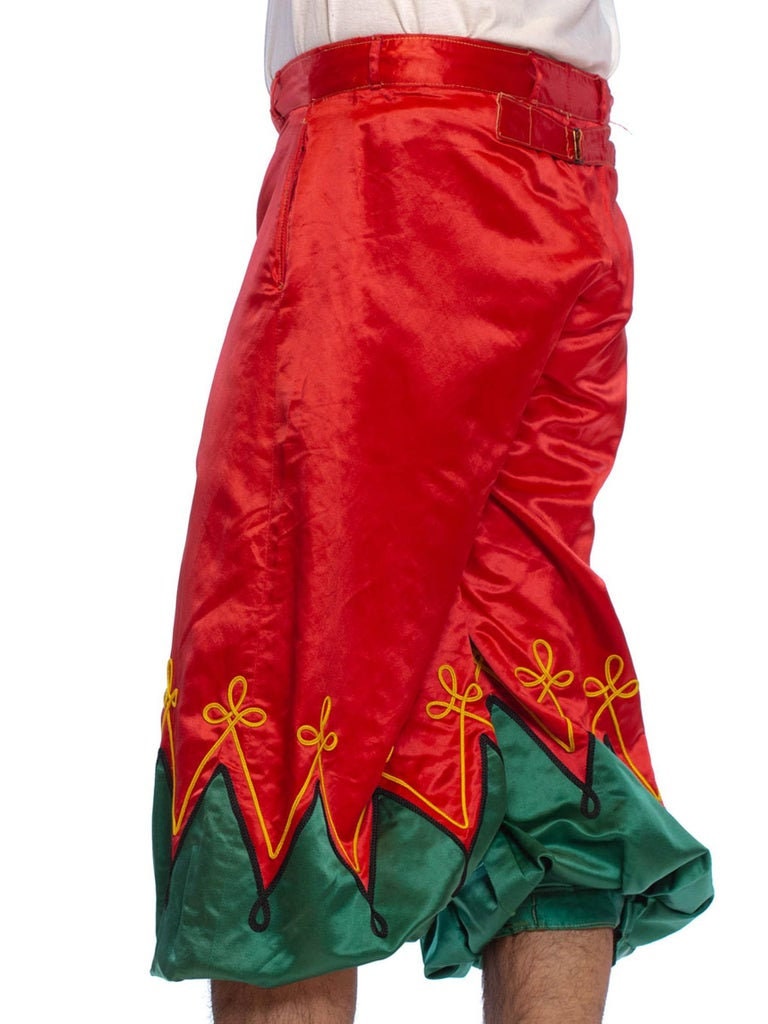 Victorian Red Green Silk Satin Rare Near Mint Men's Antique Circus ...