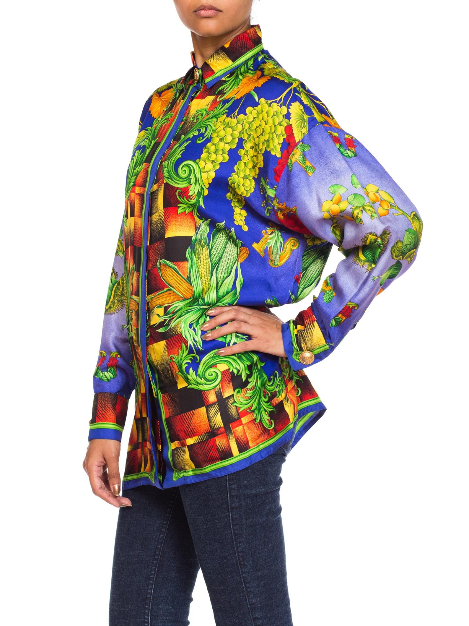 1990S GIANNI VERSACE Silk autumn Nature Baroque - Etsy