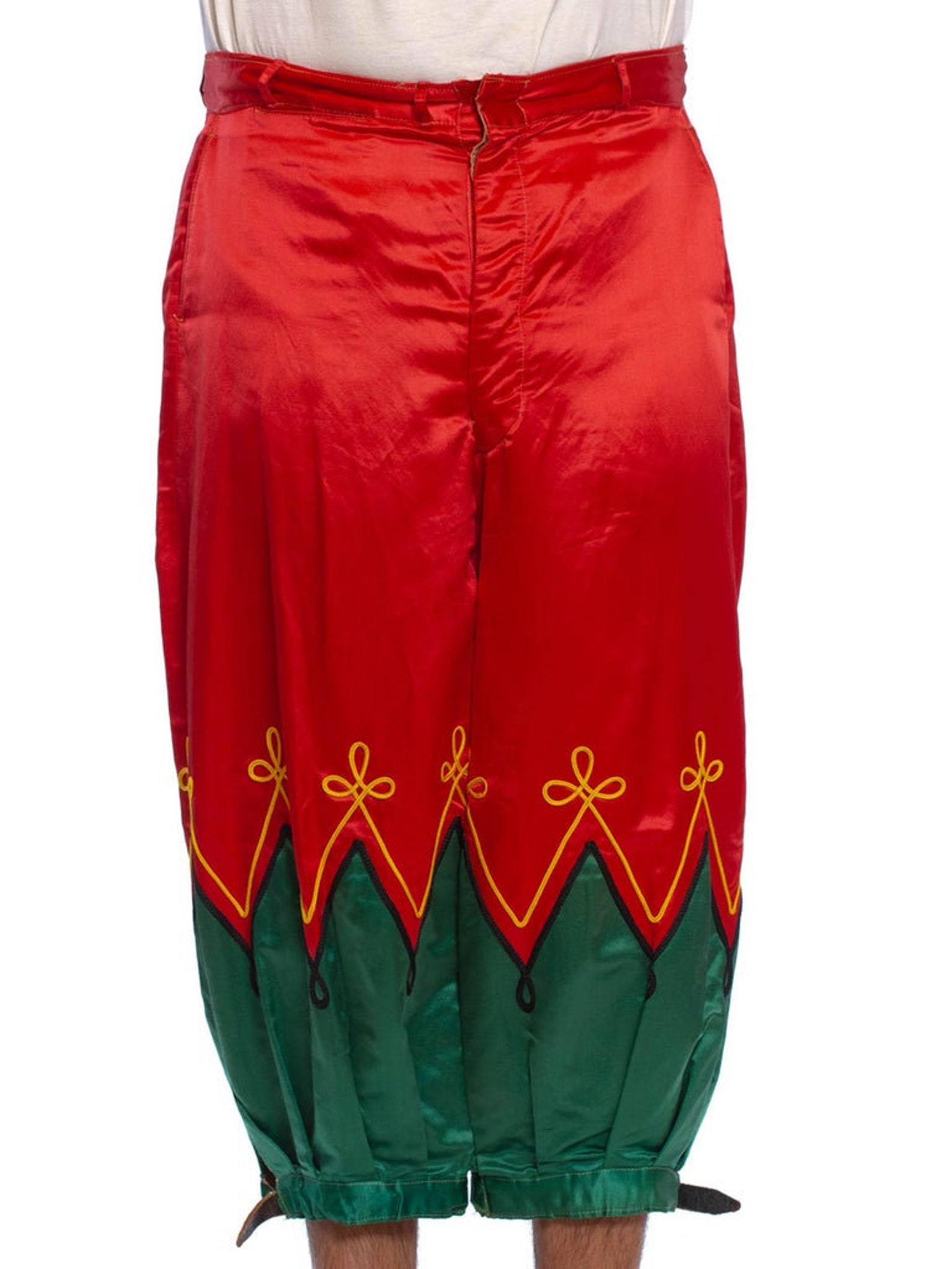 Victorian Red Green Silk Satin Rare Near Mint Men's Antique Circus ...