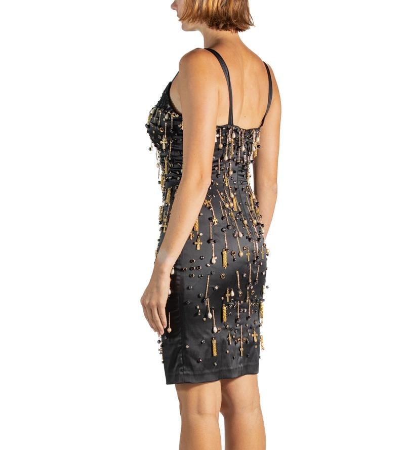 2000S Black Gold Silk Chain Fringe Cocktail Dress - Etsy