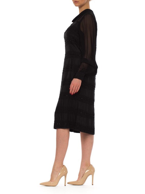 1960S Jane Eva Of Nice France Black Rayon & Silk Chif… - Gem