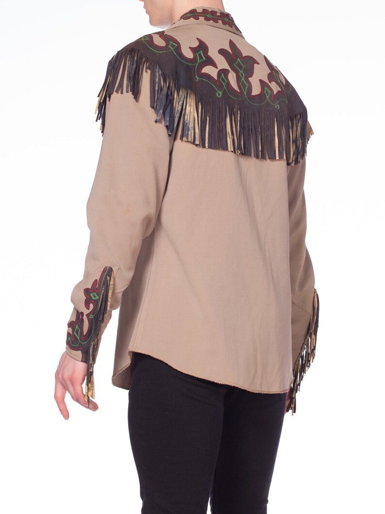 1940S Oyster Grey Wool Gabardine Custom Made Western Shirt With ...